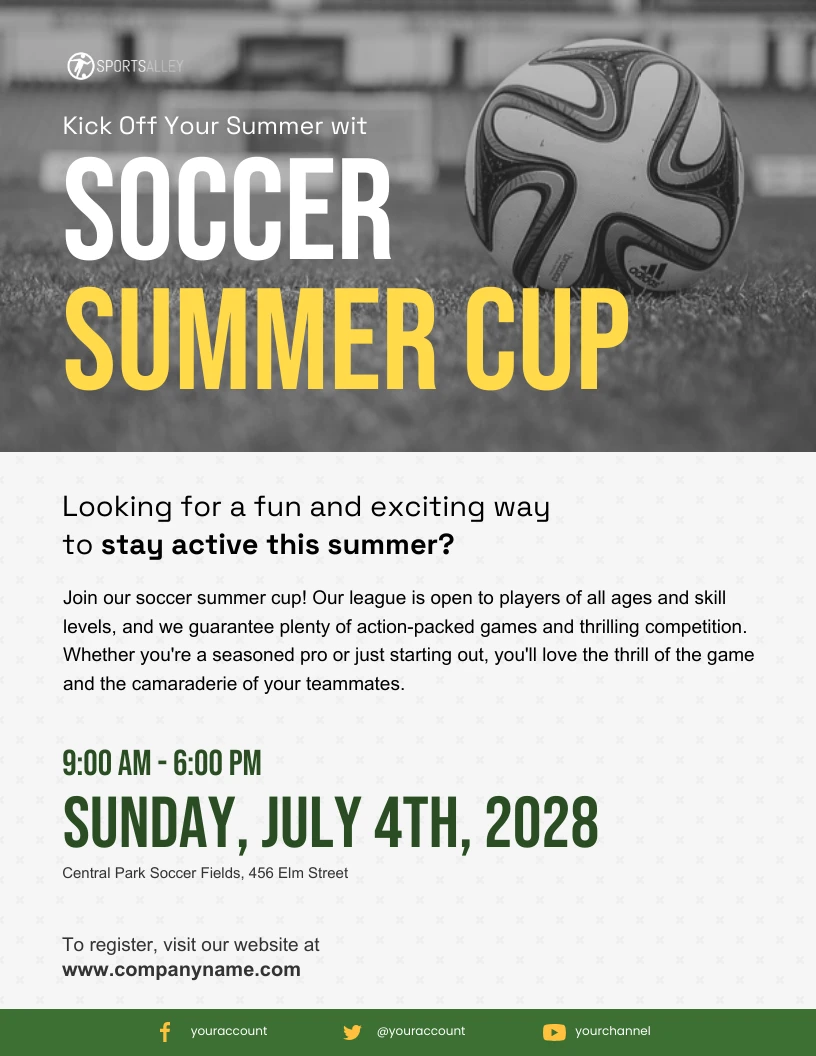 Beige and Green Soccer Summer Cup Poster - Venngage
