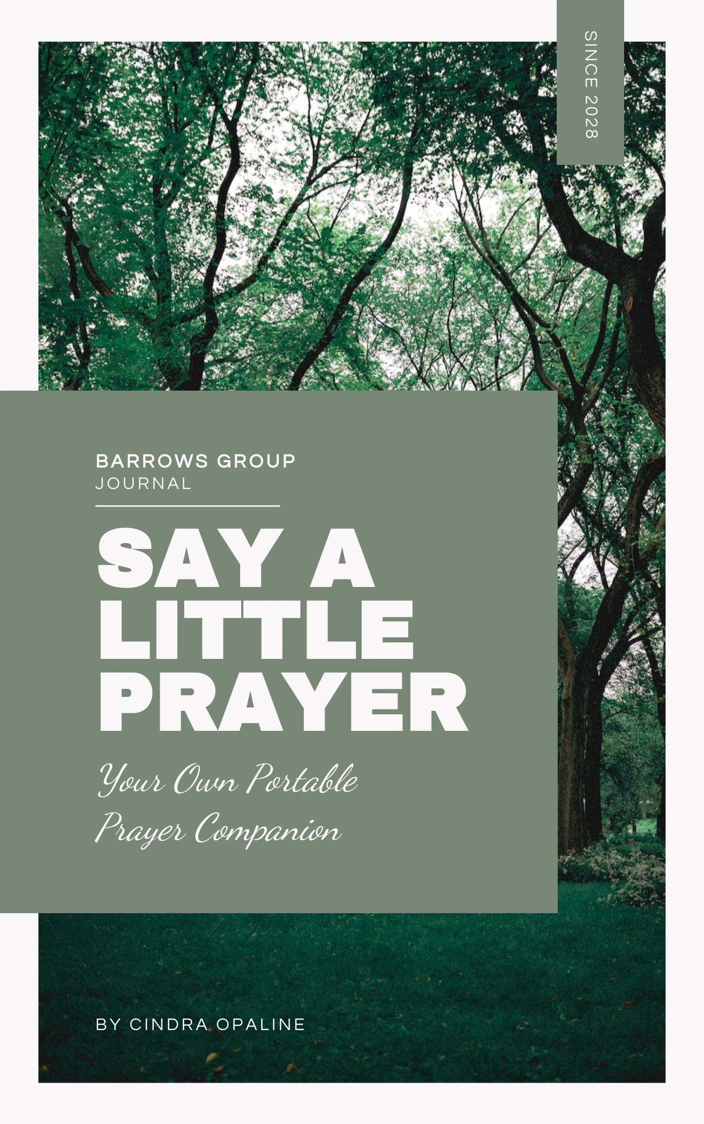 Portada del libro del diario de oración minimalista blanco y verde ...