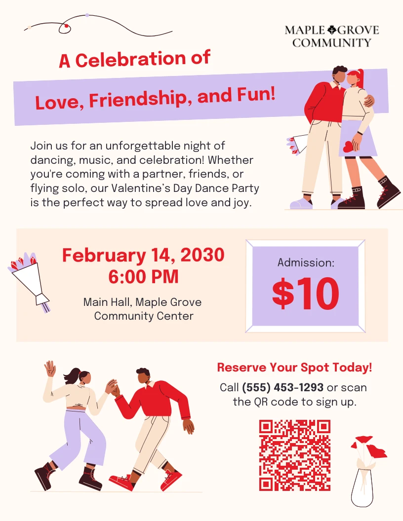 Valentine's Day Dance Party Promo Poster - Venngage