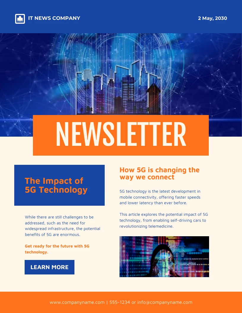 Light Yellow Blue Classic IT Email Newsletter Template - Venngage