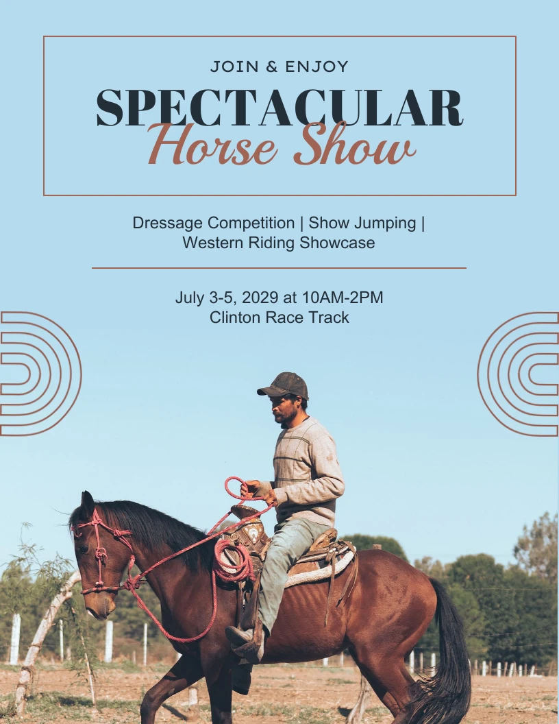 Light Blue Simple Photo Horse Show Poster - Venngage