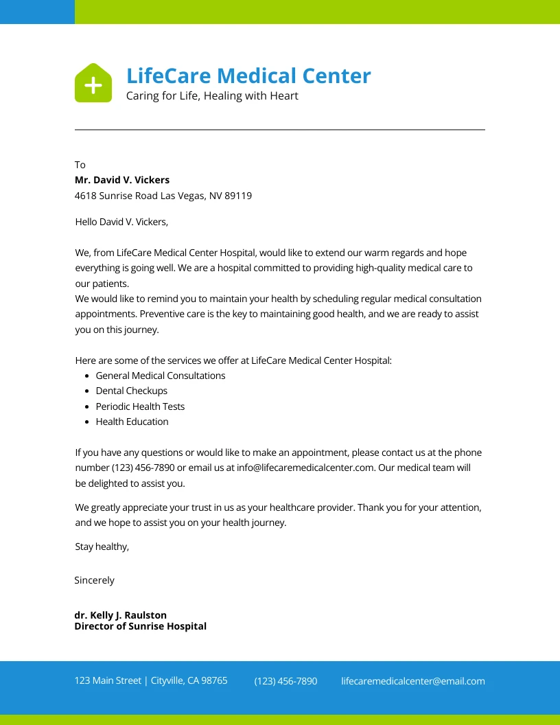 Minimalist Clean Simple Hospital Letterhead - Venngage