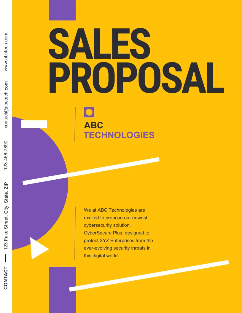 Simple Yellow & Purple Sales Proposal Template - Venngage