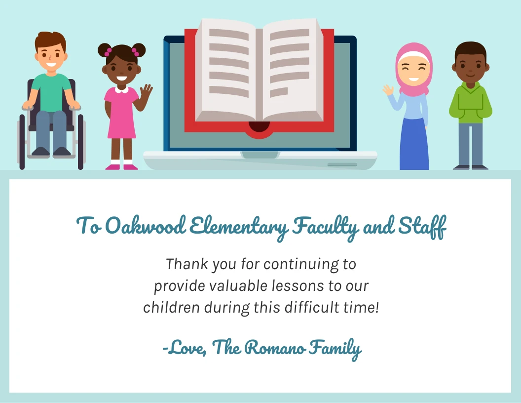 Illustrative Faculty Thank You Card - Venngage