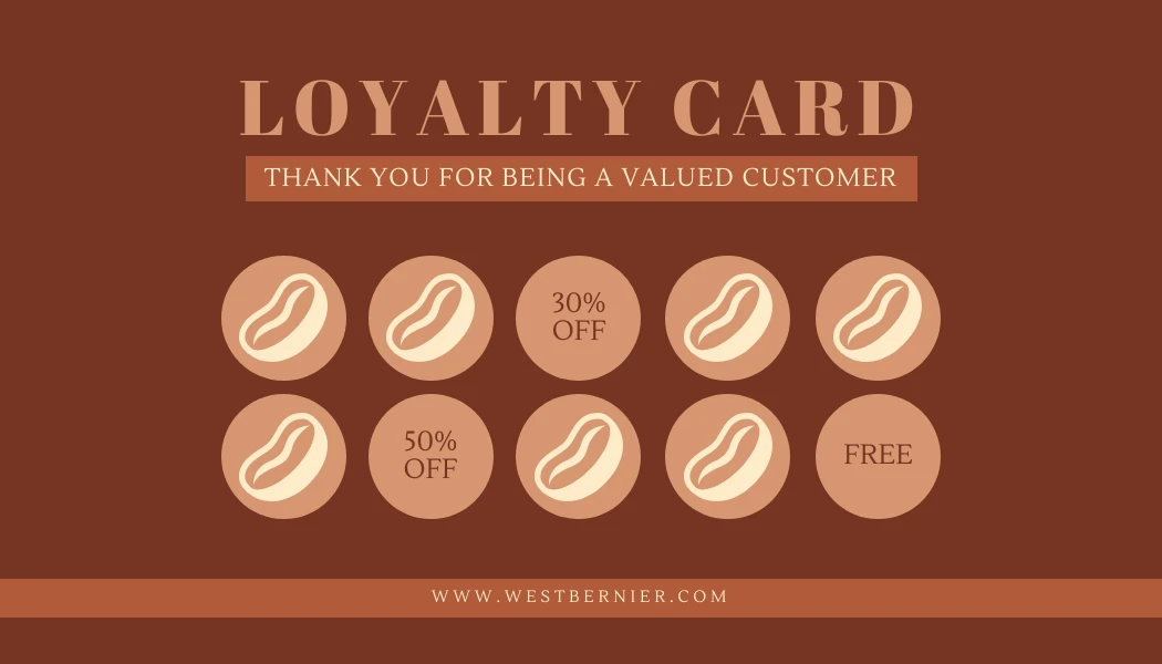 Brown Modern Coffee Shop Loyalty Card - Venngage