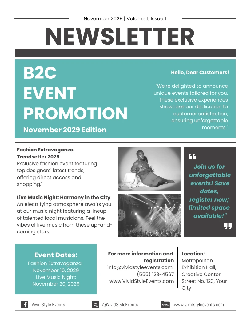 B2C Event Promotion Newsletter Template - Venngage
