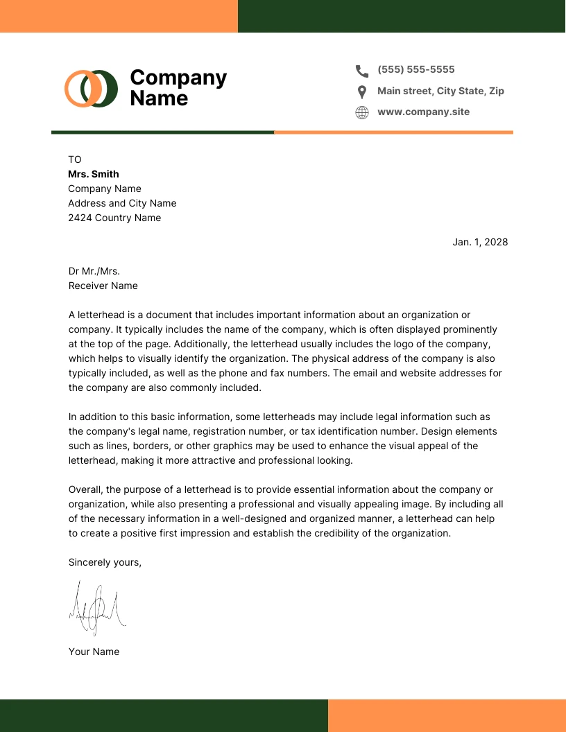 White Modern Company Letterhead Template - Venngage