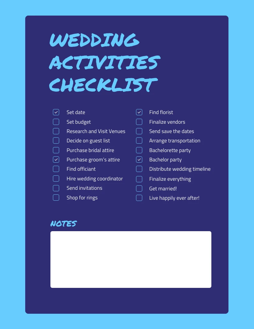 Lista de boda azul - Venngage