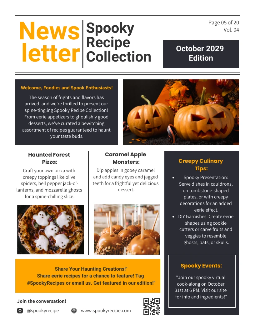 Spooky Recipe Collection Newsletter Template - Venngage