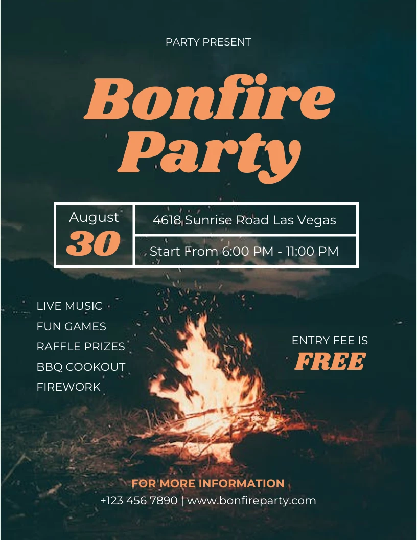 Folheto de Festa Fogueira Preta - Venngage