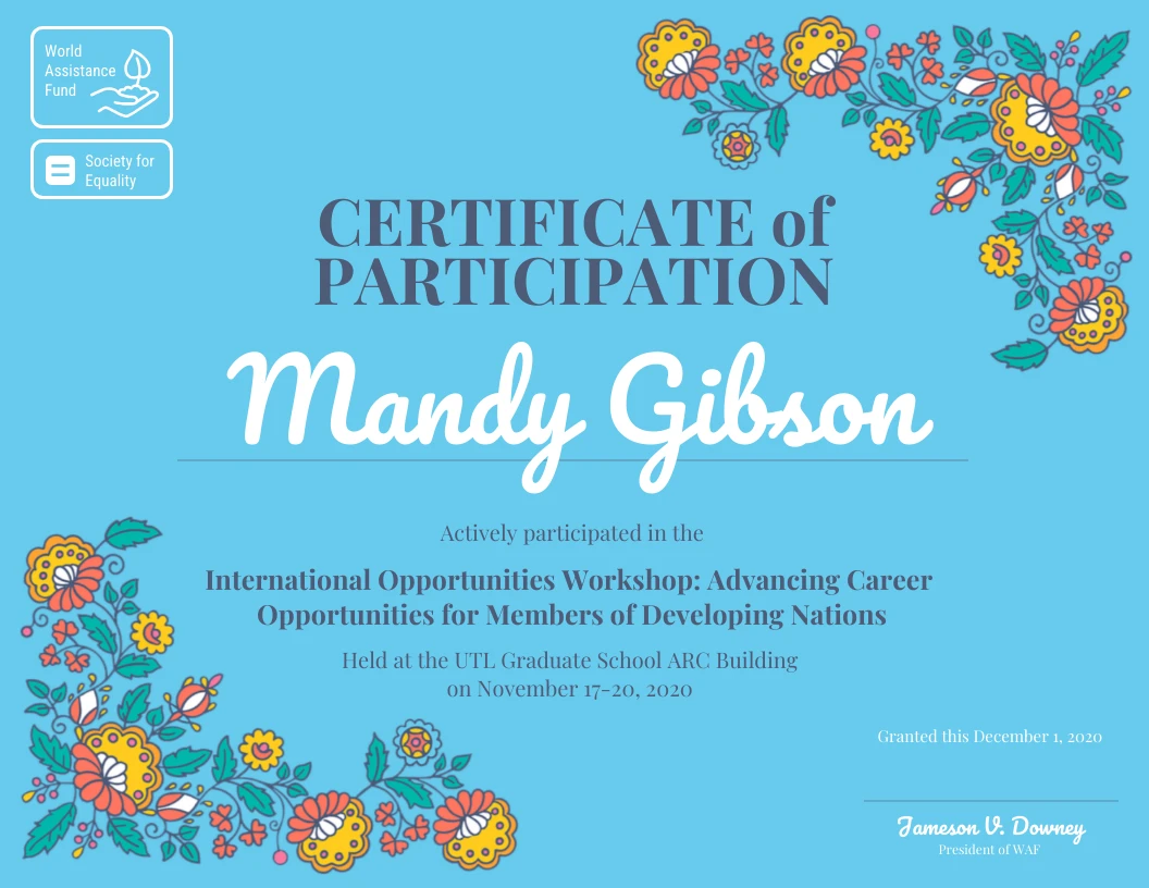 Sample Certificate of Participation Template - Venngage