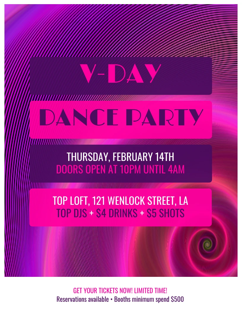 Dance Party Valentine s Day Event Flyer Venngage