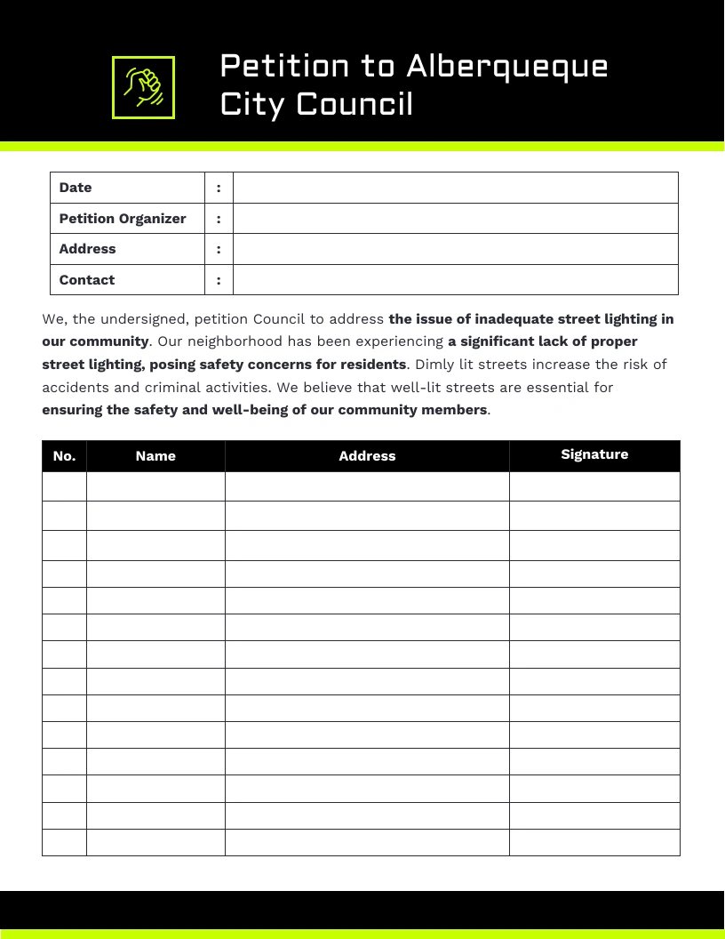 Free Petition Form Template - Venngage