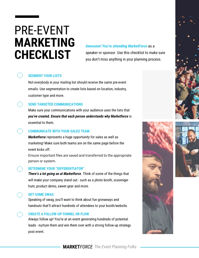 Photo Pre-Event Marketing Checklist Template - Venngage