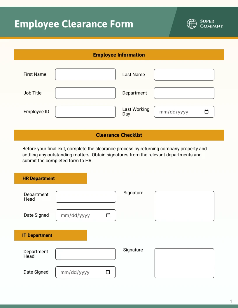Simple Green and Orange Employment Forms - Venngage
