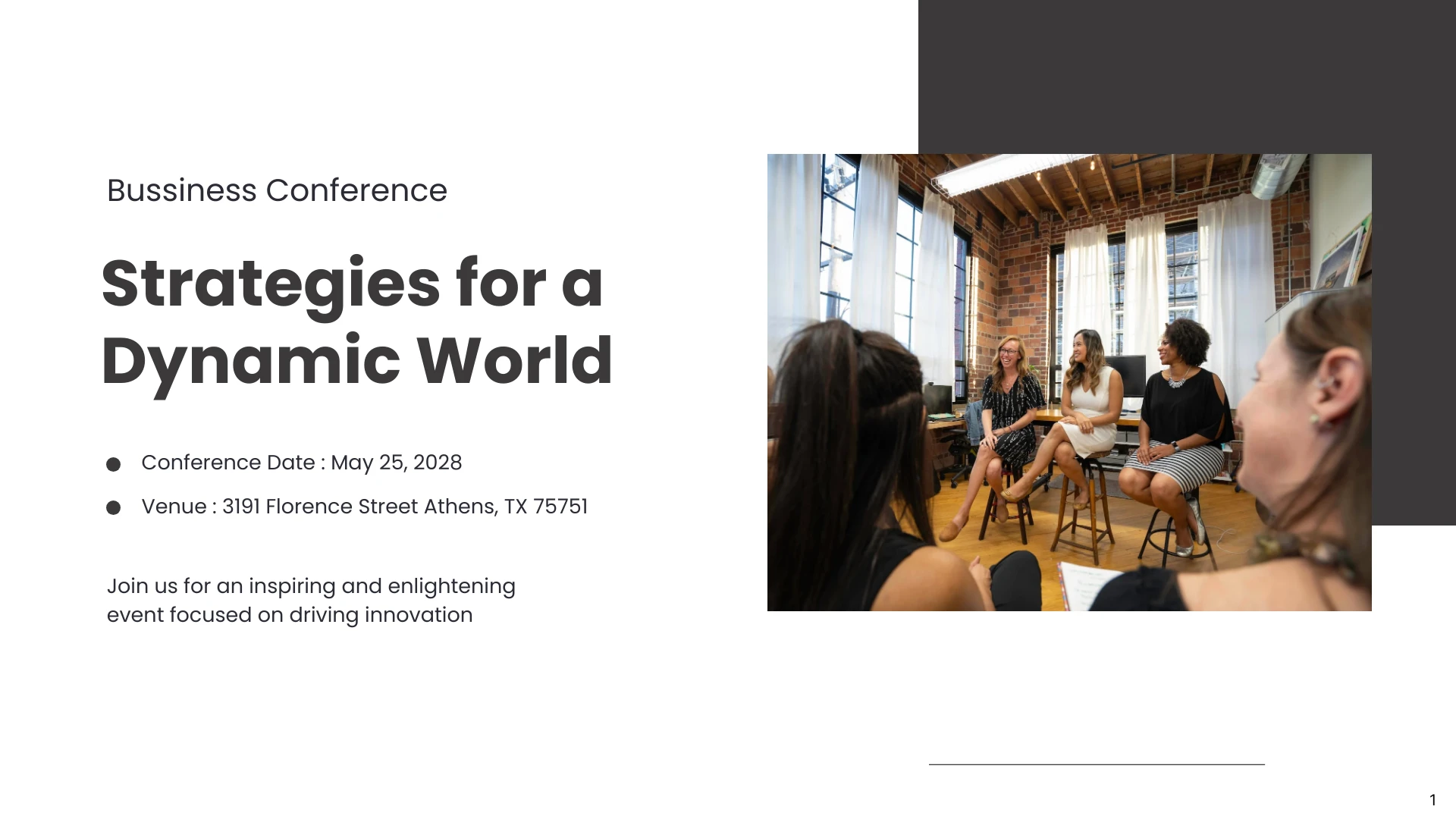 Minimalist Conference Presentation Template - Venngage