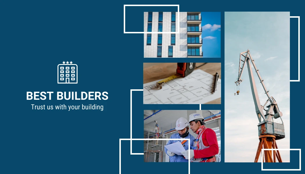 Blue And White construction business card - Venngage