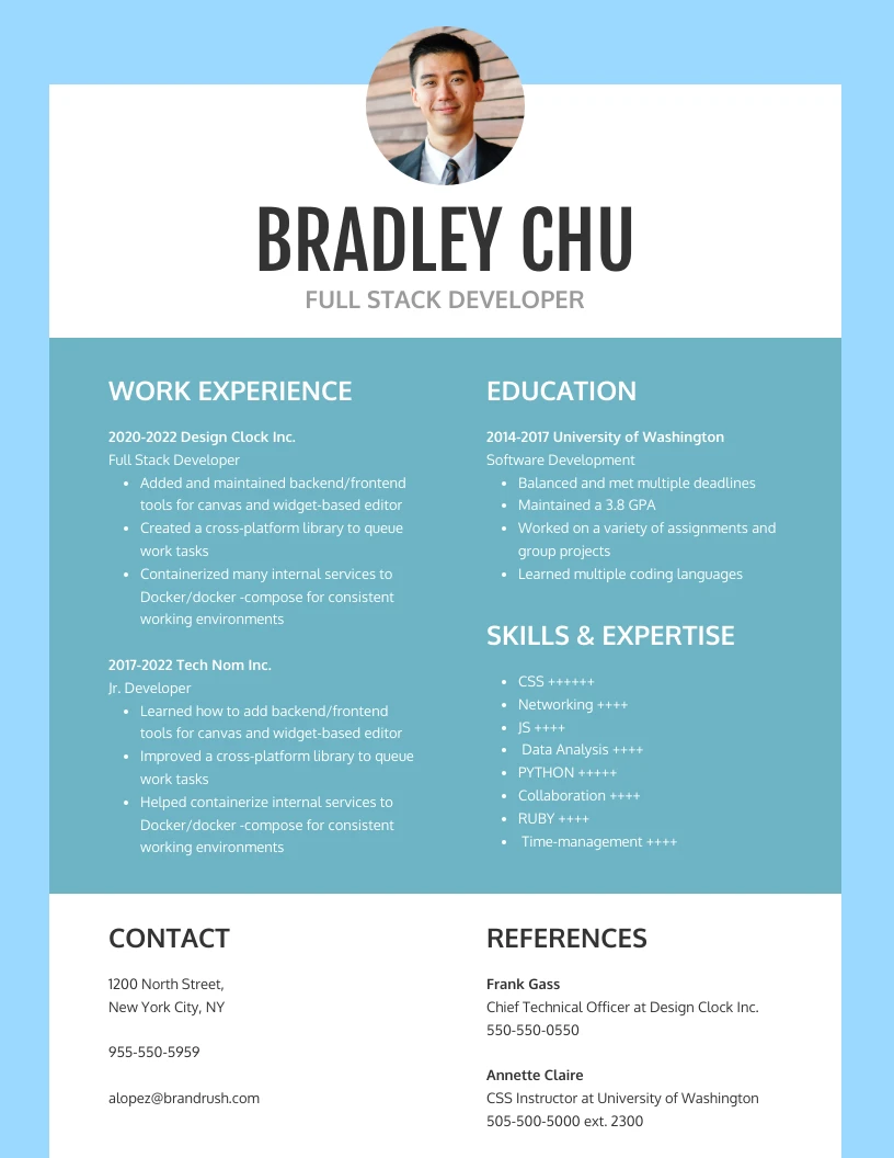 Blue Simple Corporate Resume Template - Venngage