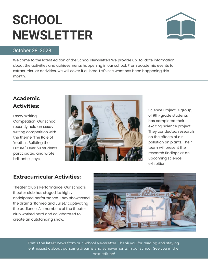 White Green Pastel School Newsletter Template - Venngage