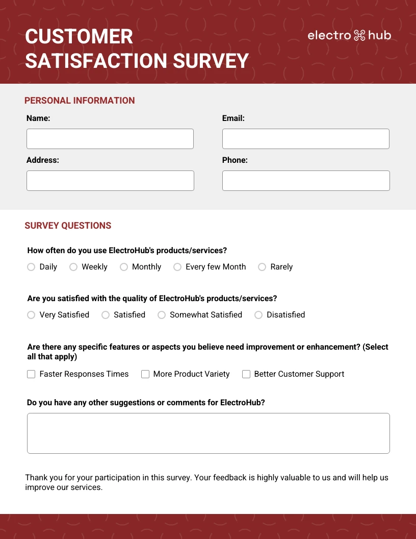 Maroon and White Simple Modern Survey Form - Venngage