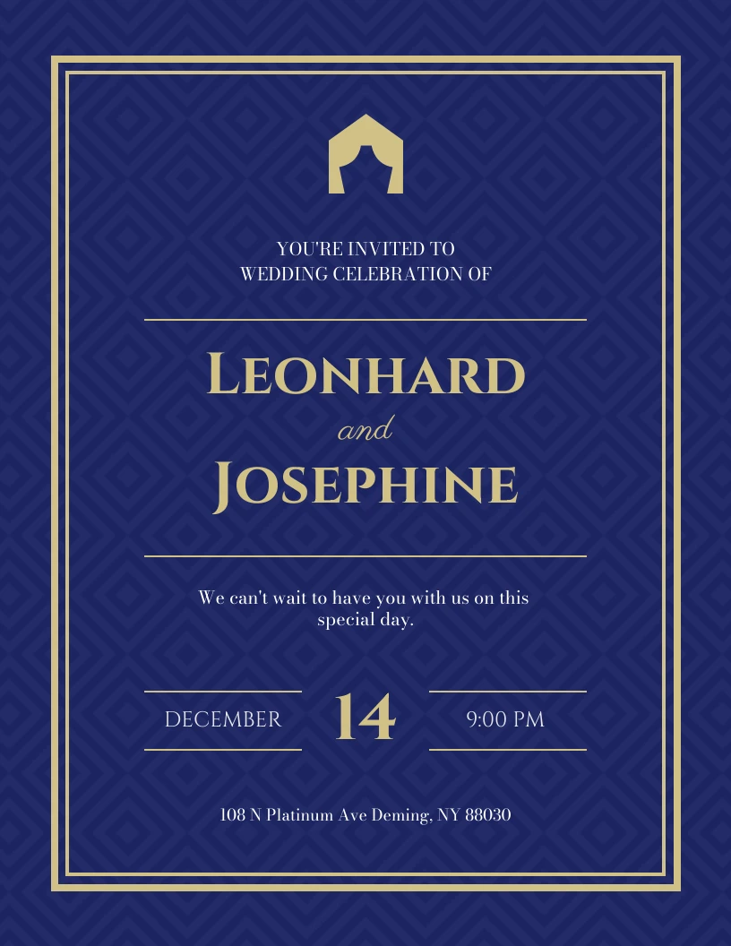 Blue And Gold Simple Formal Invitation - Venngage
