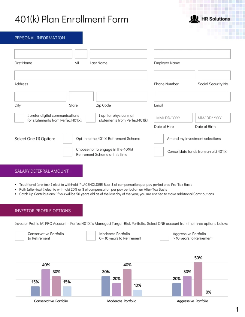 401(k) Plan Enrollment Form - Venngage