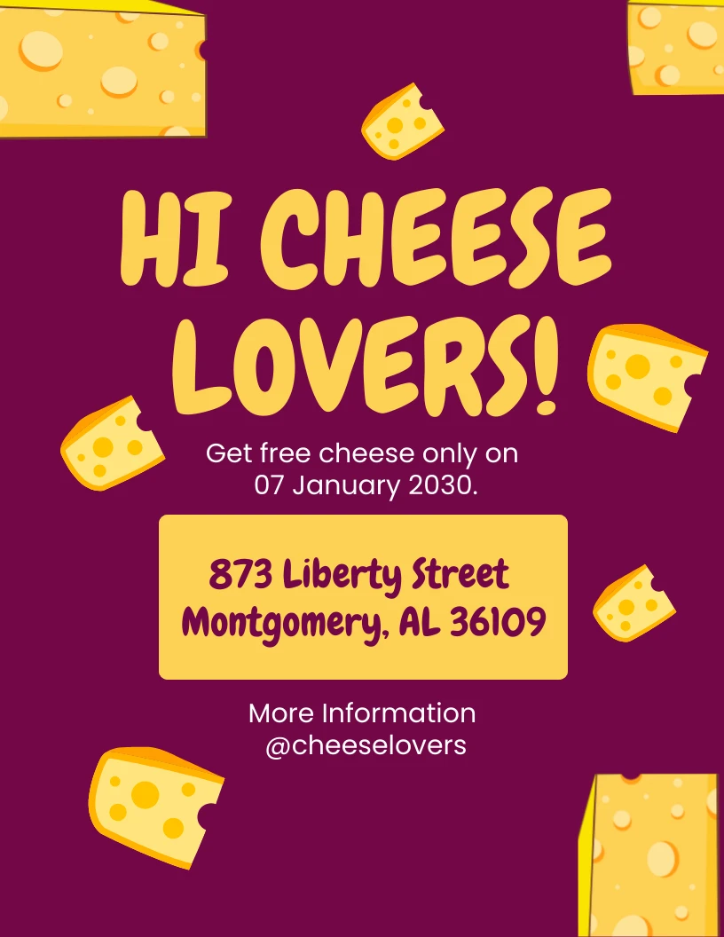Cheese Lover Flyer Template - Venngage