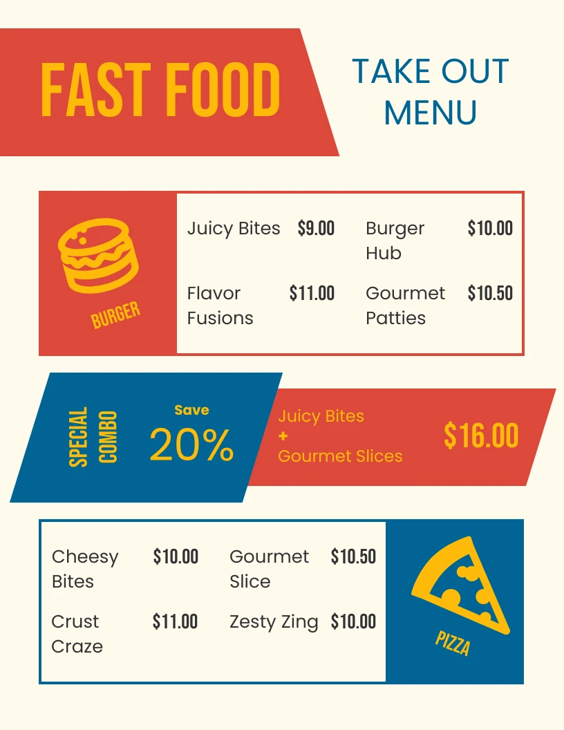 Carry Out Menu Templates