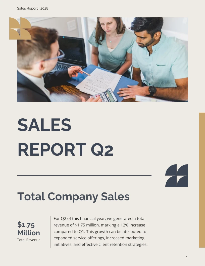 Blue Beige Sales Report Template - Venngage