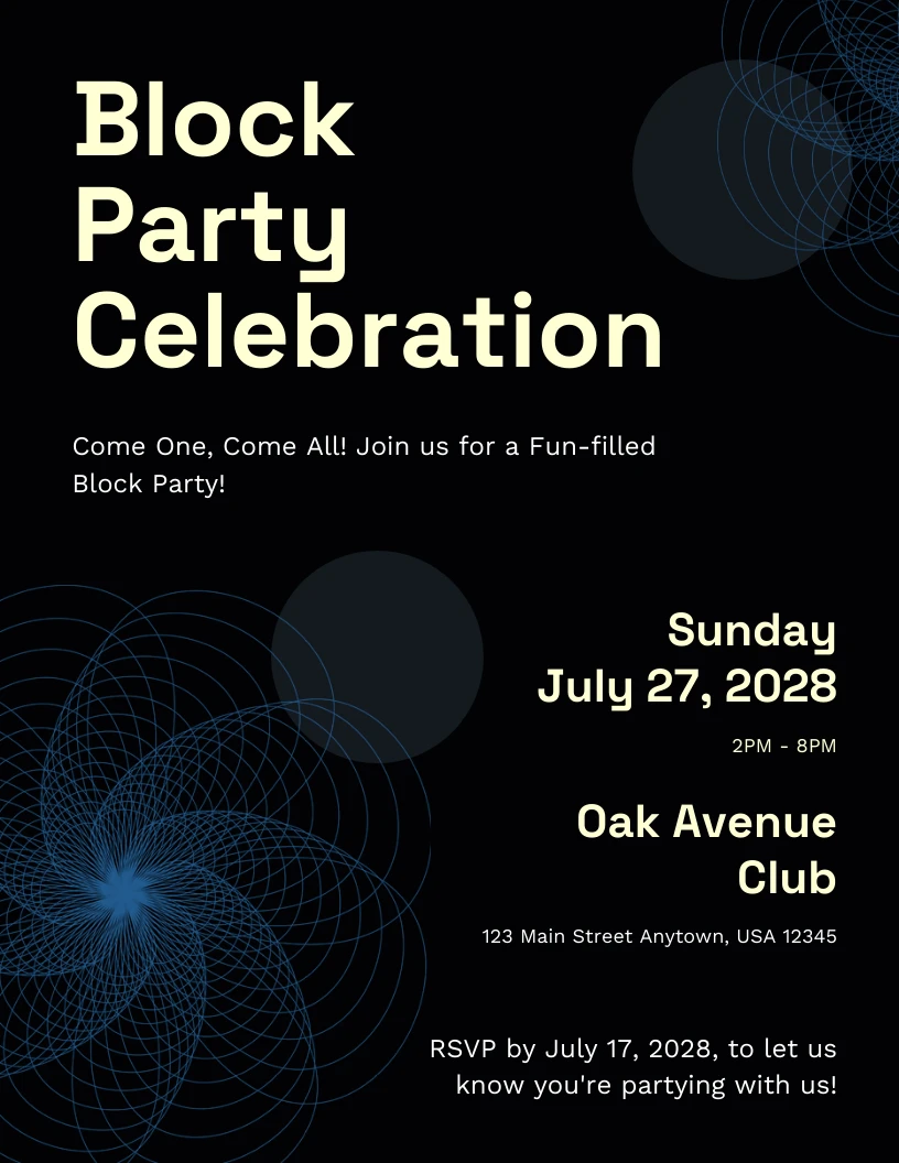 Modern Dark And Cream Block Party Invitation - Venngage