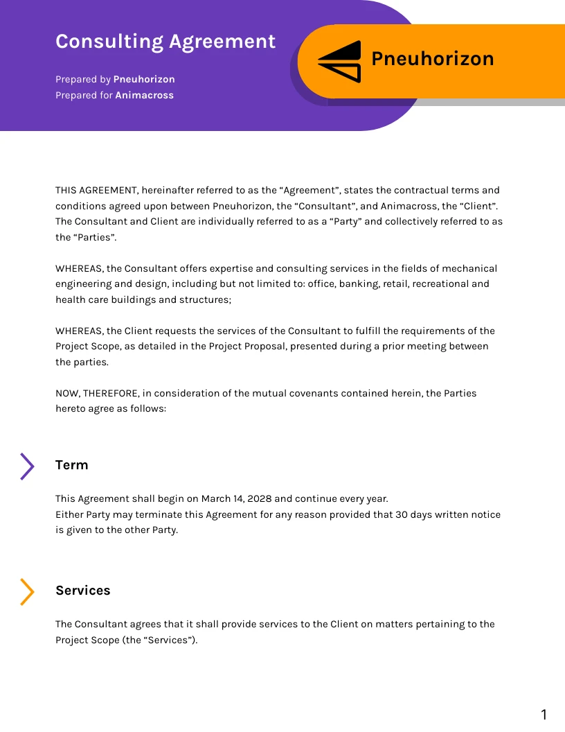 Purple Orange Consulting Agreement - Venngage