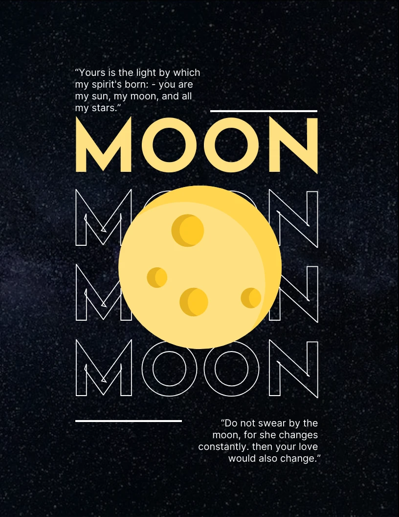 Black Texture Simple Moon Typographic Poster - Venngage