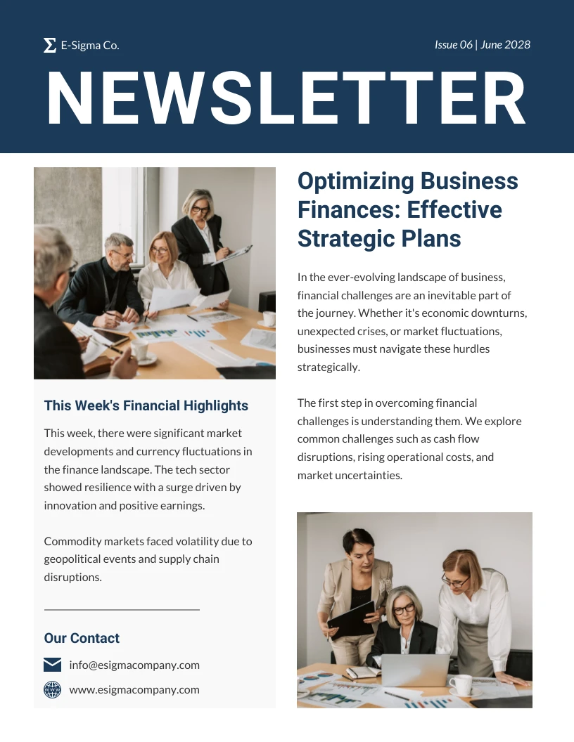 Business Finance Newsletter Template - Venngage