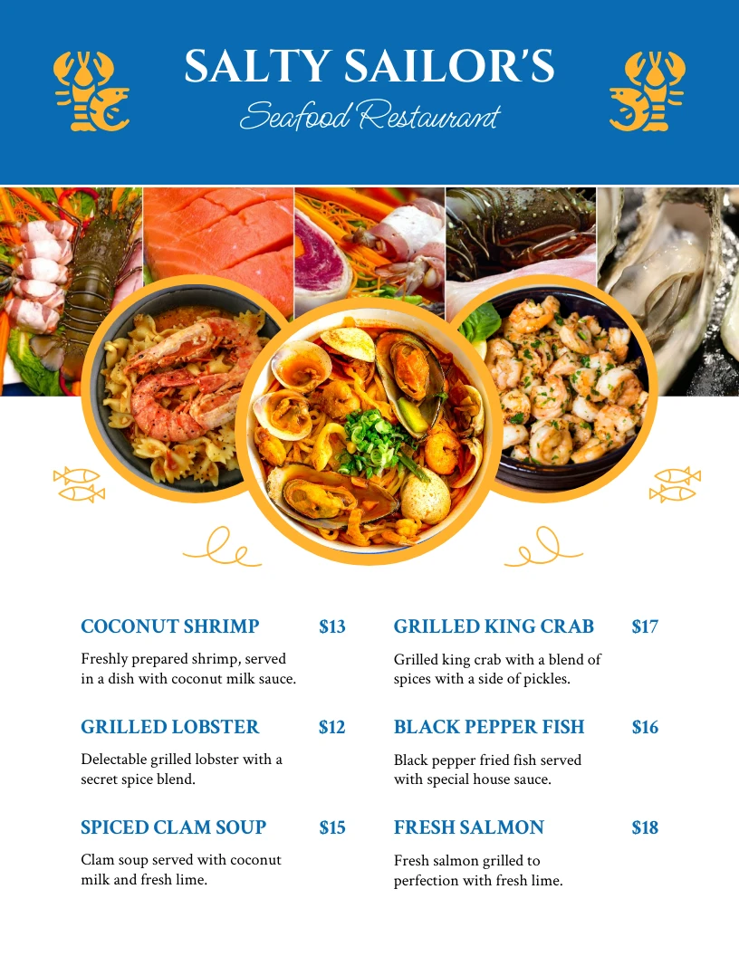 Fish menu store