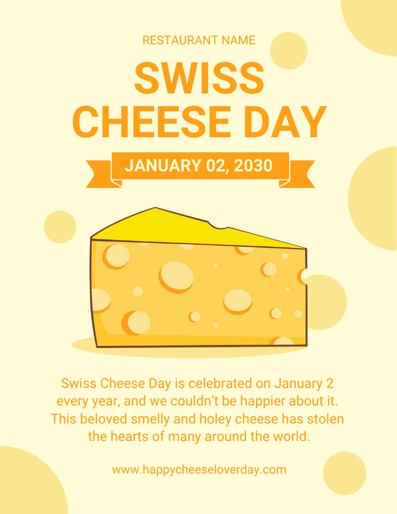 Swiss Cheese Day Flyer Template - Venngage