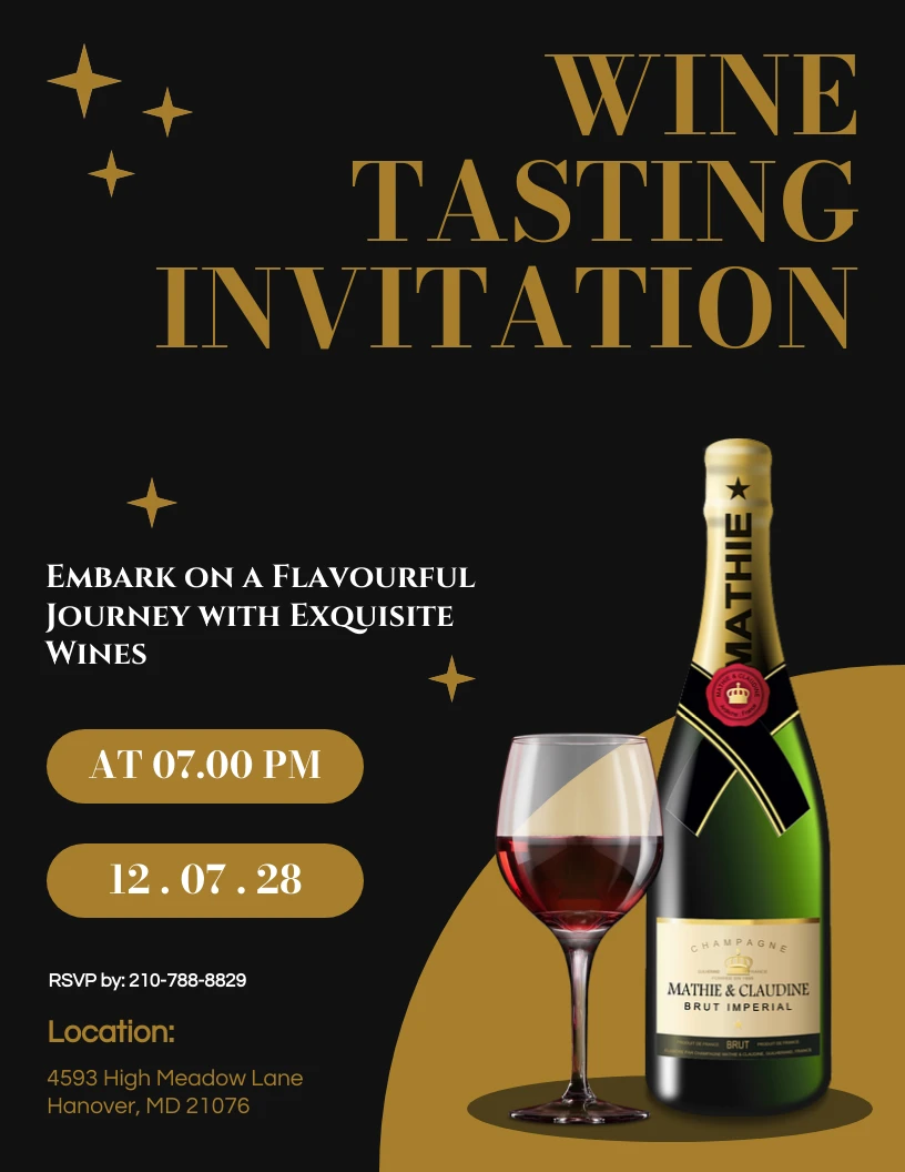 Black Brown Minimalist Wine Tasting Invitation - Venngage