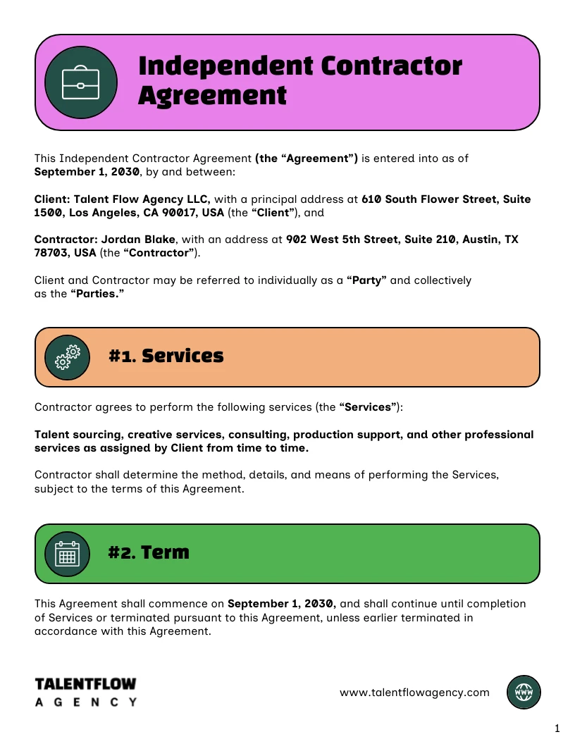 Independent Contractors Contract Template - Venngage