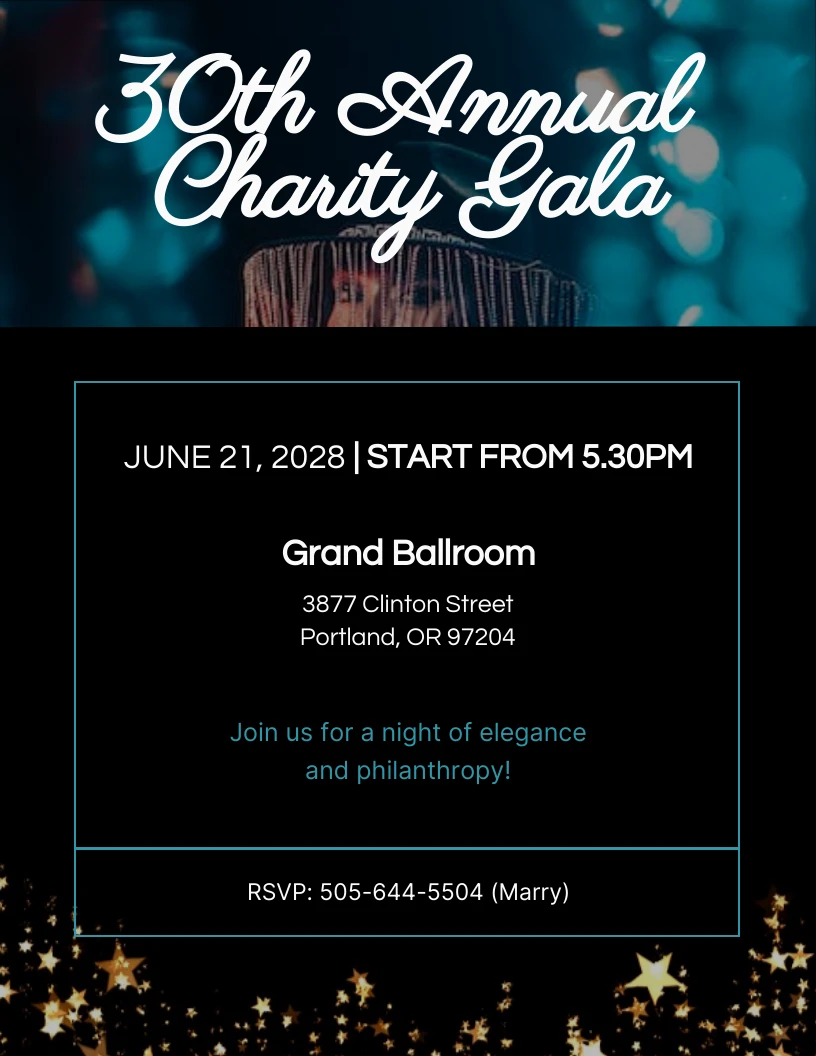 Dark Blue Light Gala Invitation - Venngage