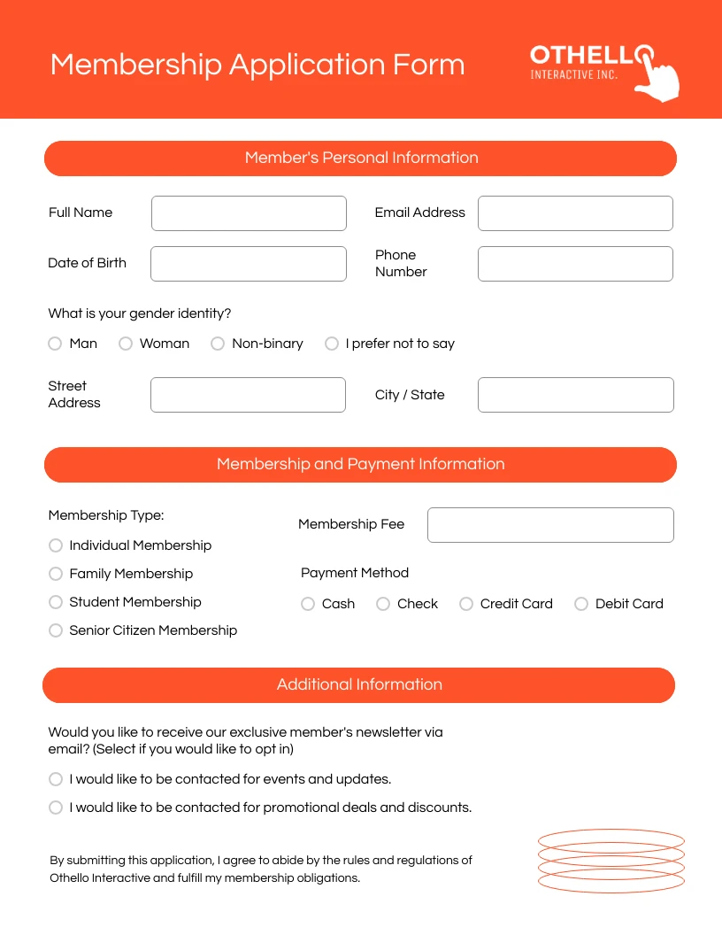 Cinnabar Membership Application Form Template - Venngage
