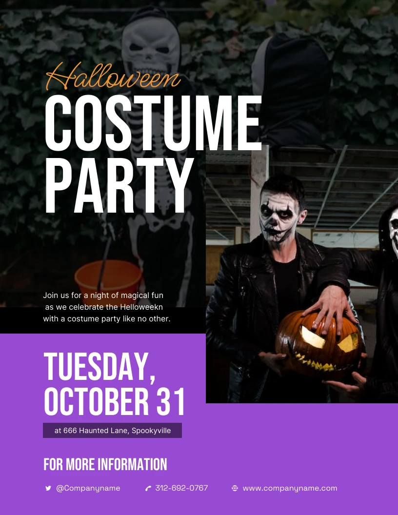 Dark and Purple Halloween Costum Party Poster - Venngage
