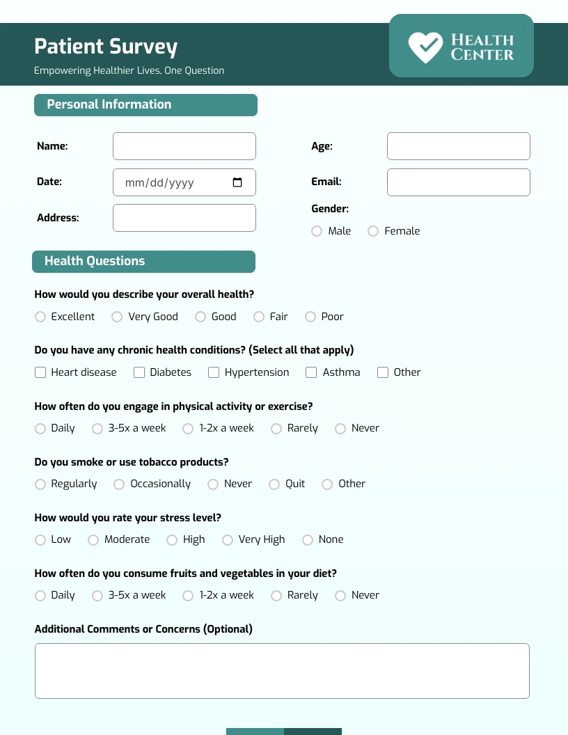 Simple Emerald Green Survey Form - Venngage