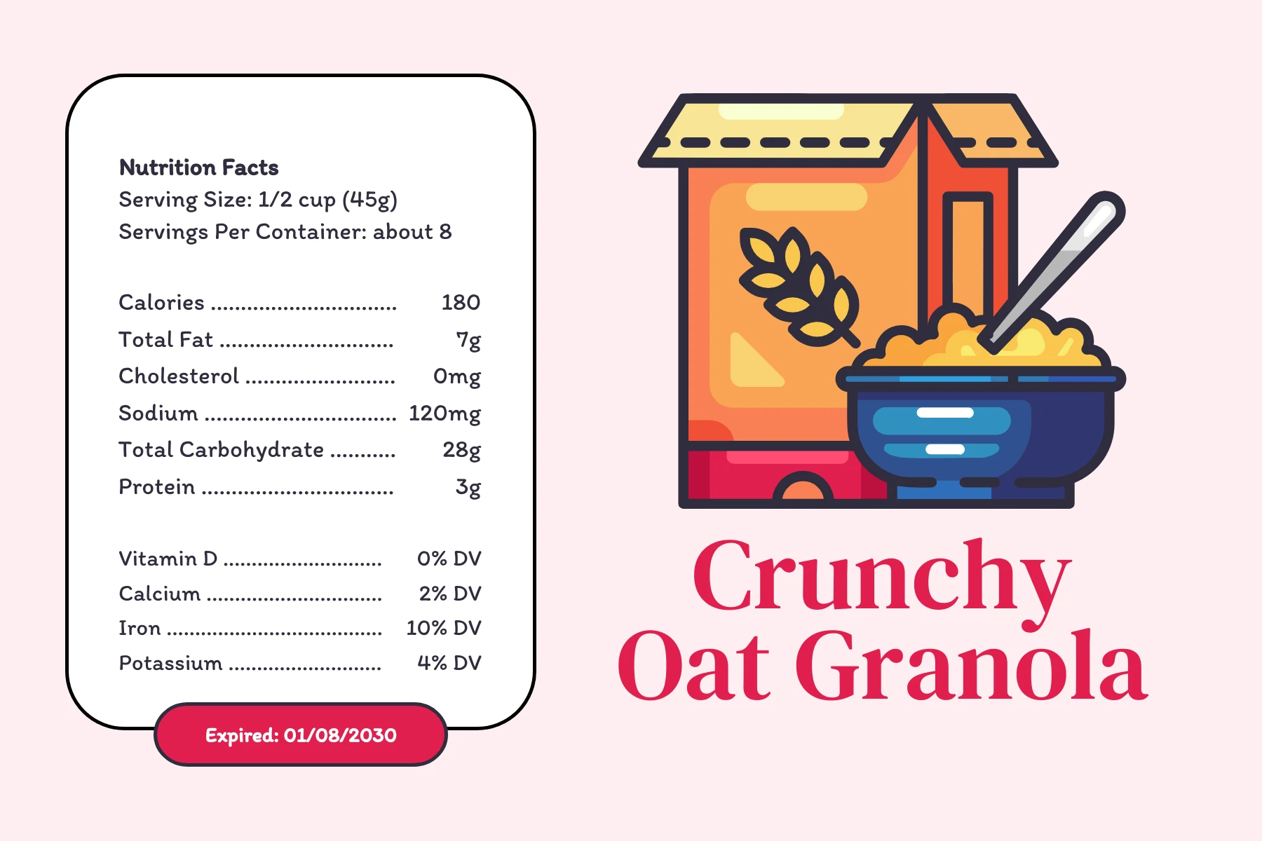Light Pink Simple Illustration Food Label - Venngage