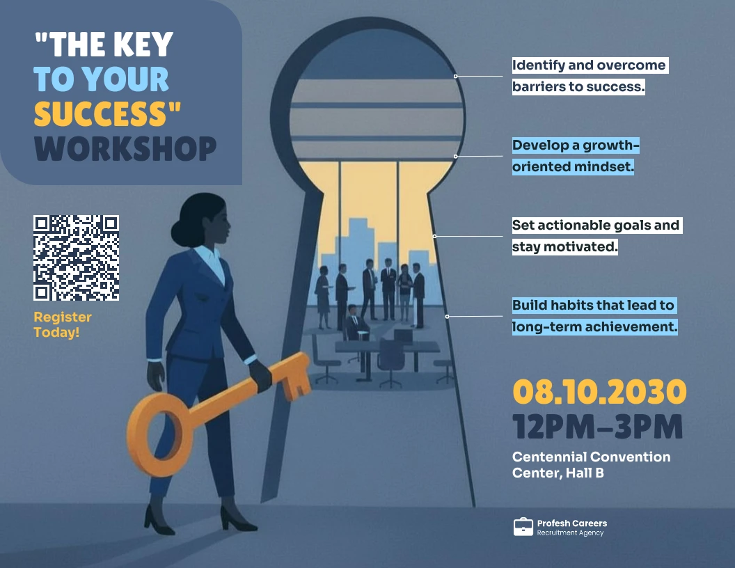 The Key to Success Workshop Flyer - Venngage