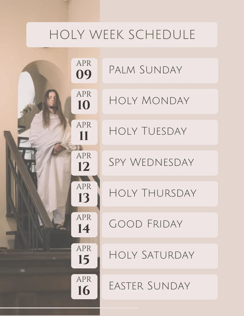Simple Pastel Holy Week Schedule Poster Template - Venngage