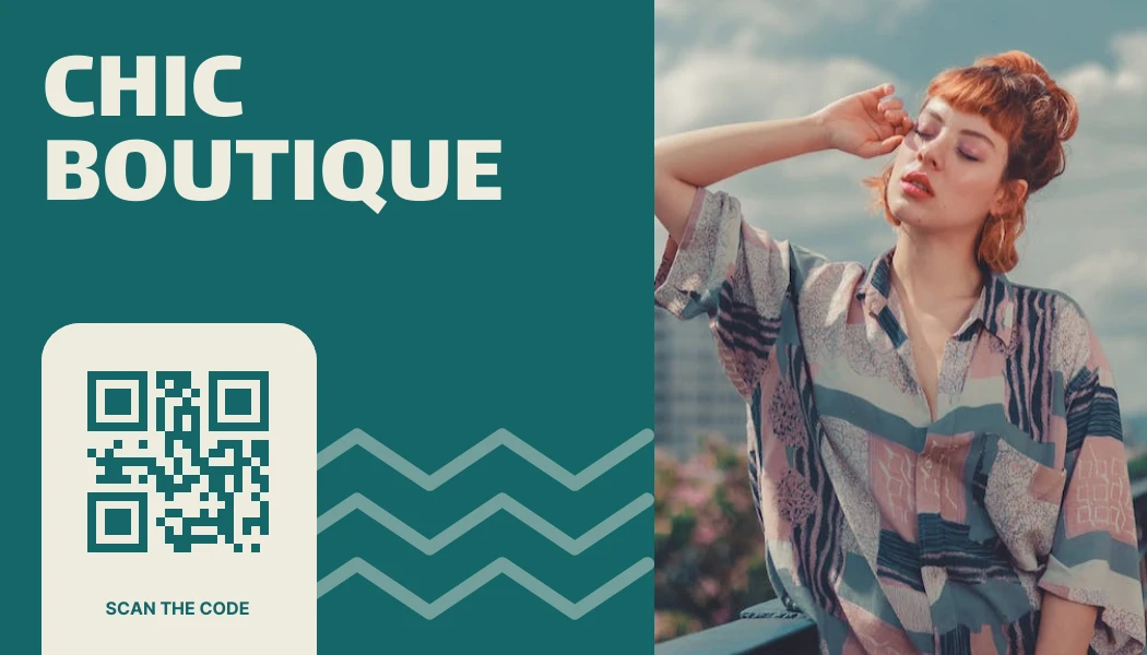 Teal And Beige Minimalist Chic Fashion QR Code Business Card - Venngage