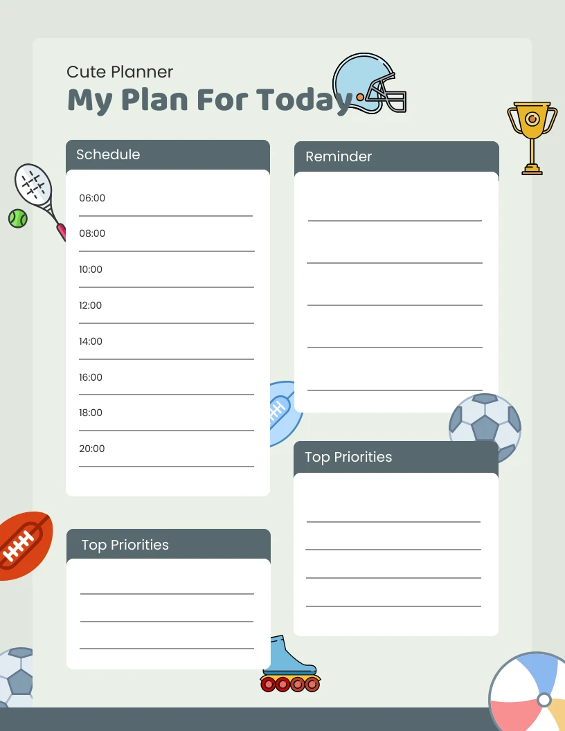 Green Cute Sports Planner Template - Venngage