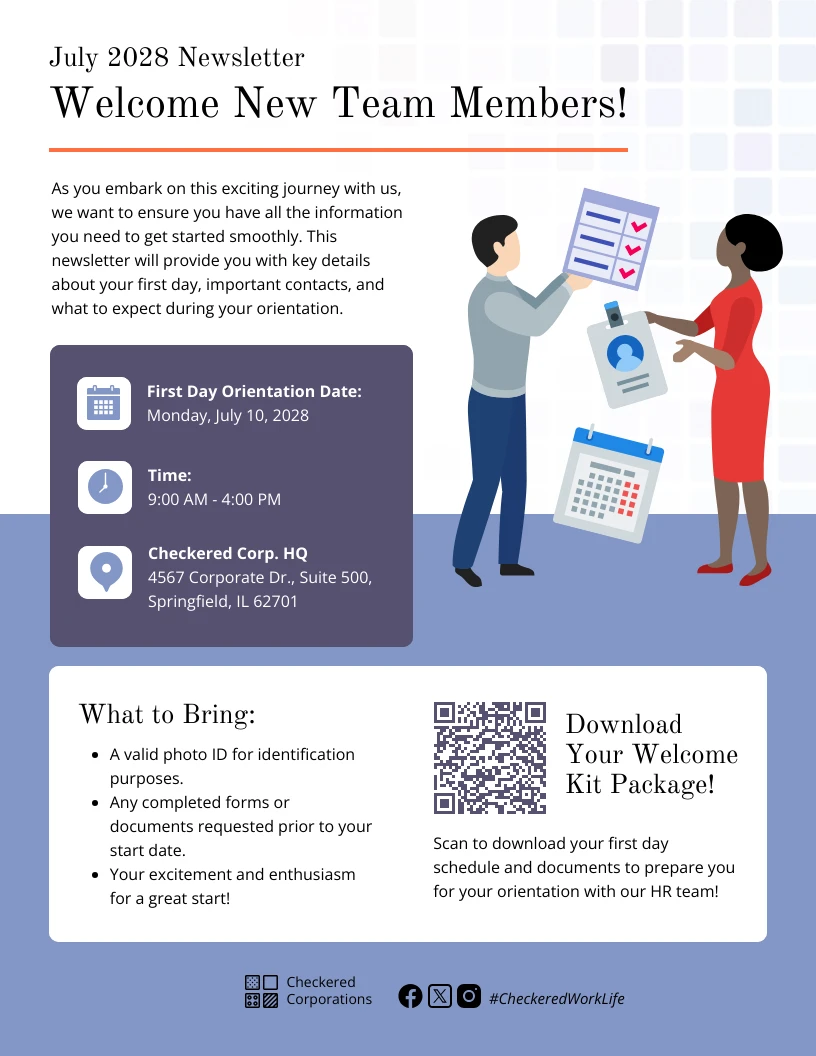 Welcome Newsletter for New Hire Orientation Template - Venngage