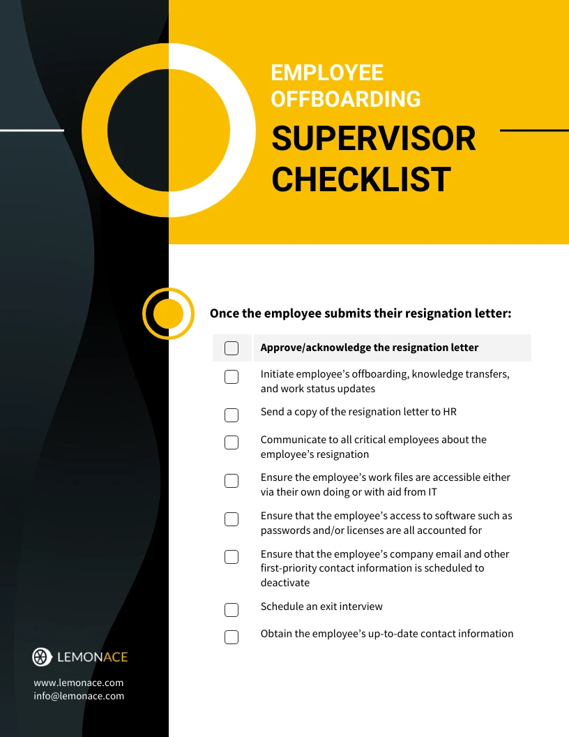 Employee Offboarding Supervisor Checklist Template - Venngage