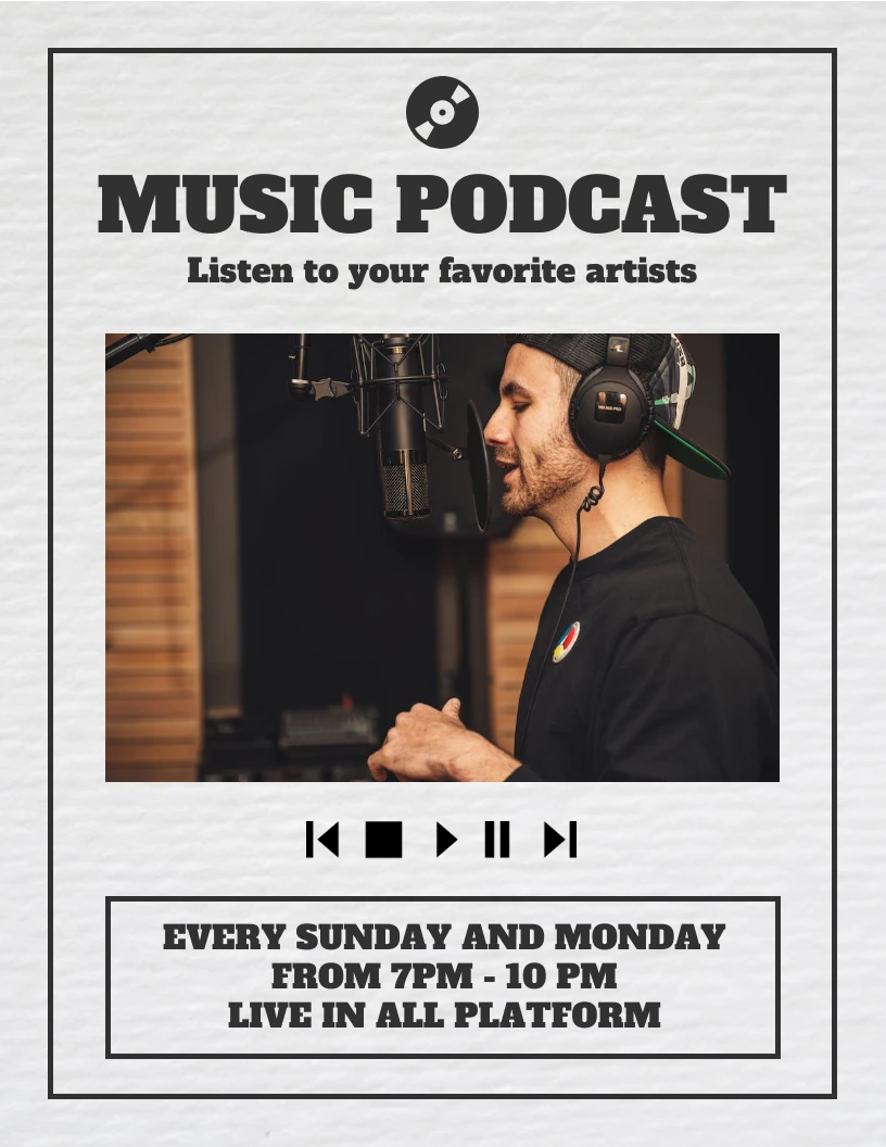 Texture Music Podcast Flyer Template - Venngage