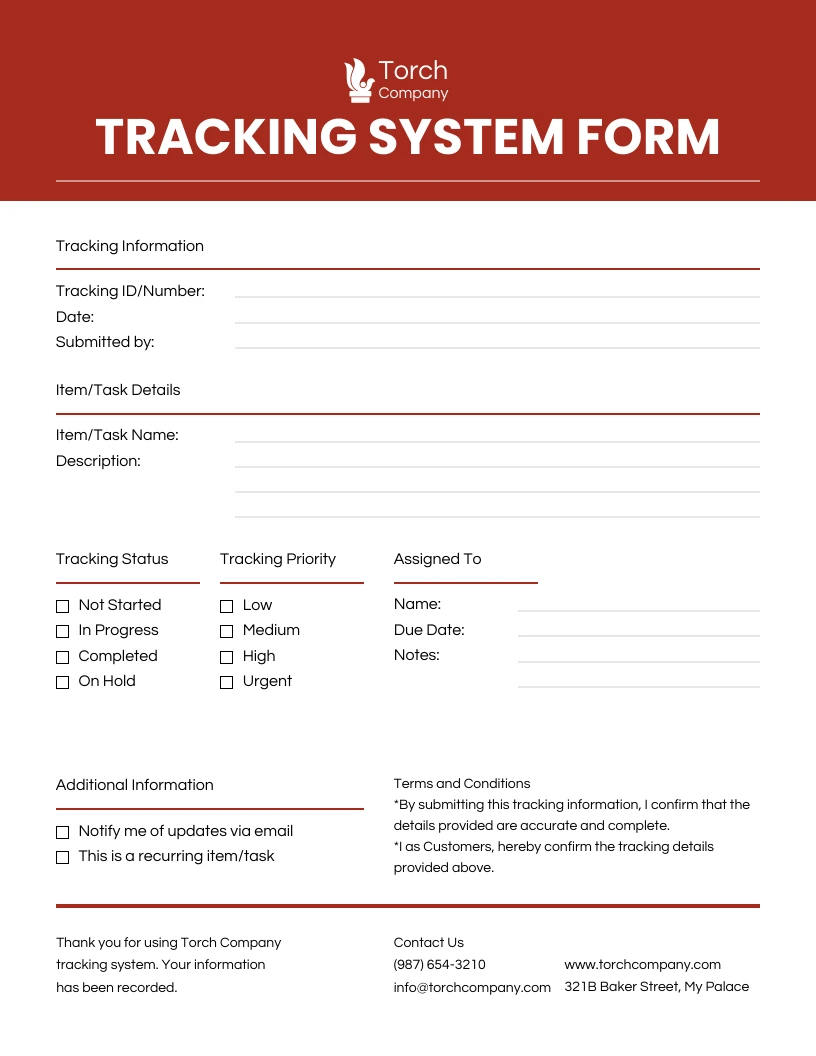 Tracking System Form Template - Venngage